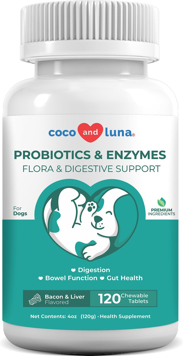 COCO AND LUNA Probiotics & Enzymes Bacon & Liver Flavor Dog Supplement ...