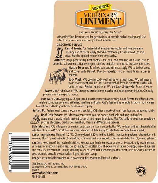 ABSORBINE Veterinary Topical Analgesic & Antiseptic Horse Liniment, 1 ...
