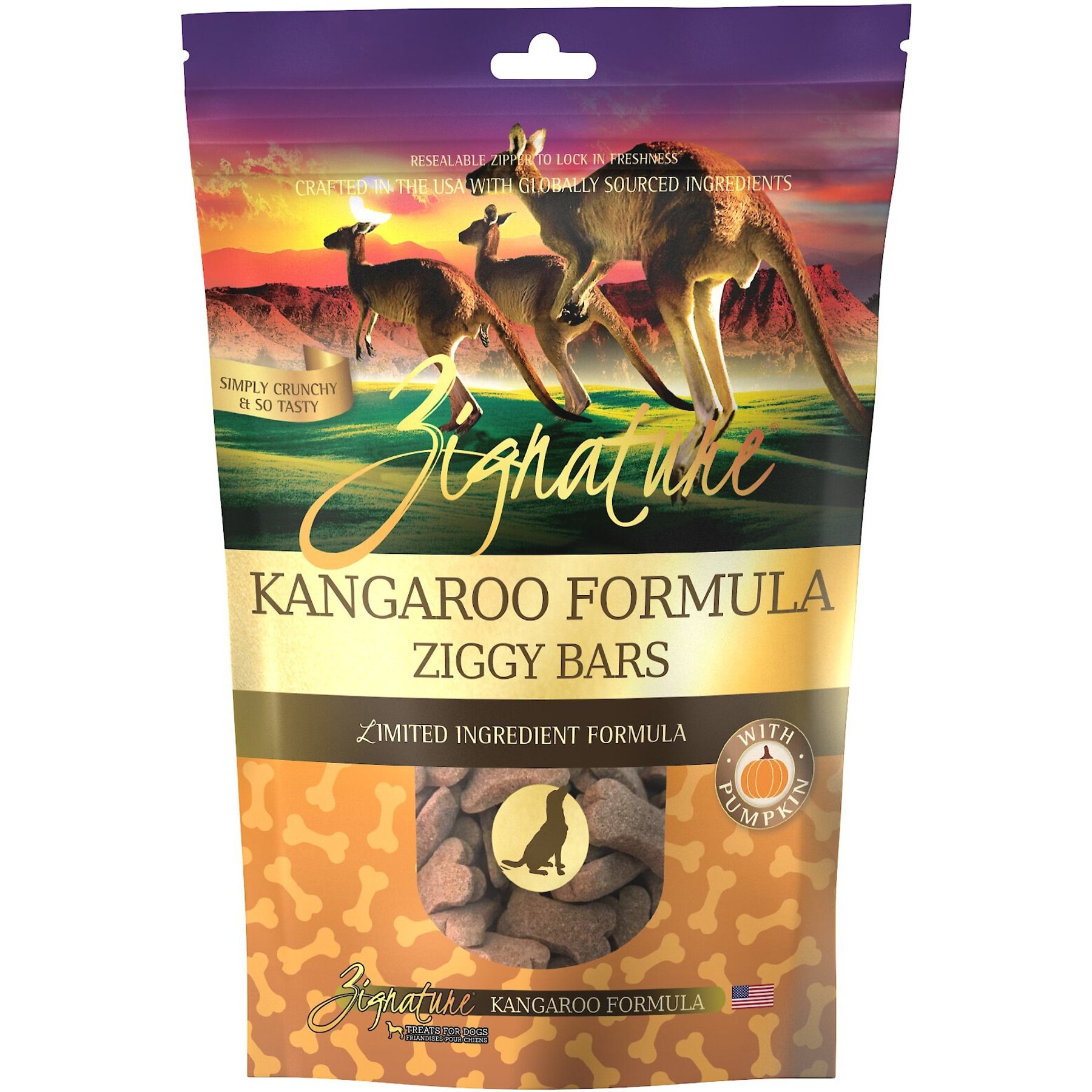 ZIGNATURE Kangaroo Formula Ziggy Bars Biscuit Dog Treats, 12-oz bag ...