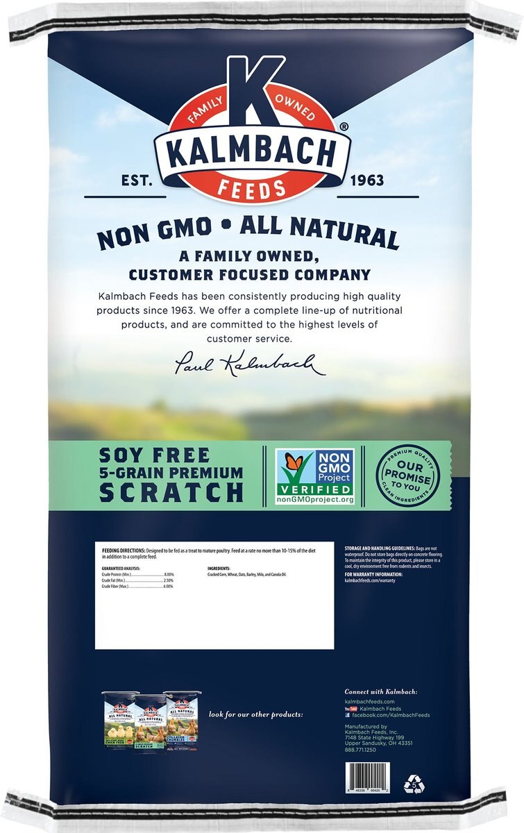 KALMBACH FEEDS All Natural Non-GMO, Soy Free 5 Grain Premium Scratch ...