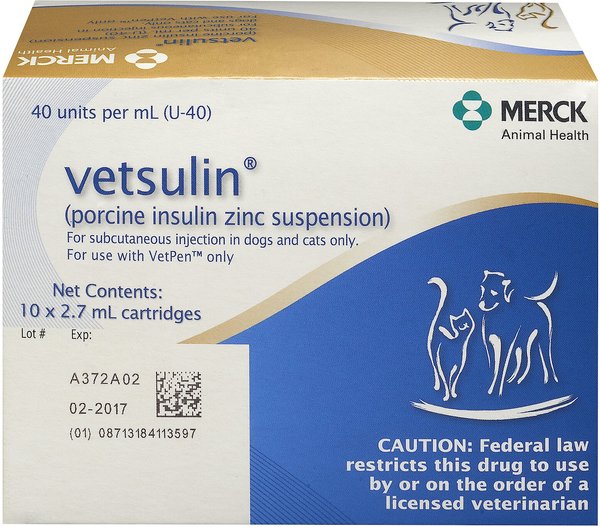 Discontinued - VETSULIN Insulin U-40 Cartridge for VetPen, 10 ...
