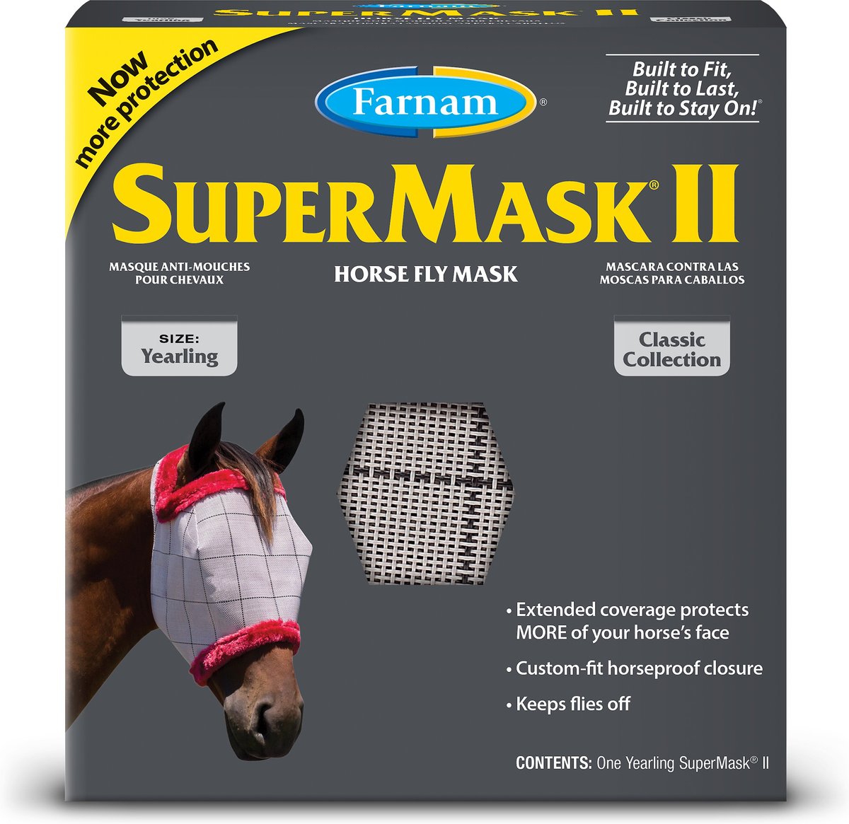 FARNAM SuperMask II Horse Fly Mask Classic Collection, Yearling - Chewy.com