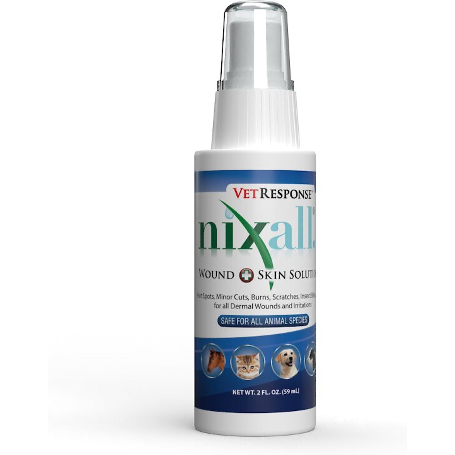 NIXALL VetResponse Wound & Skin Solution for Dogs, Cats & Horses, 2-oz ...