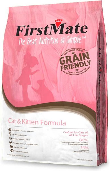 FIRSTMATE Grain Friendly Cat & Kitten Formula Cat Food, 5-lb bag ...
