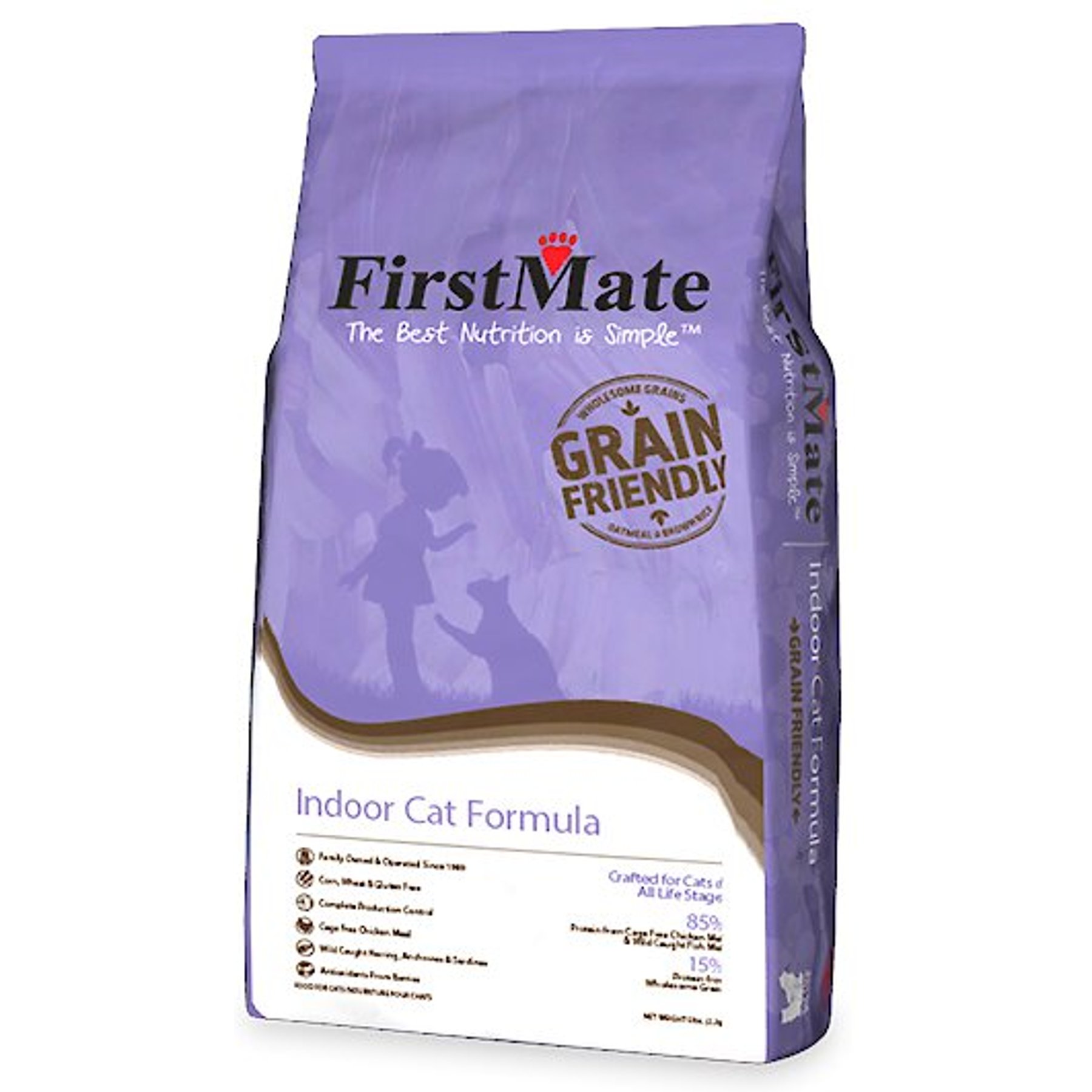 FIRSTMATE Grain Friendly Indoor Cat Formula Cat Food, 5-lb bag - Chewy.com