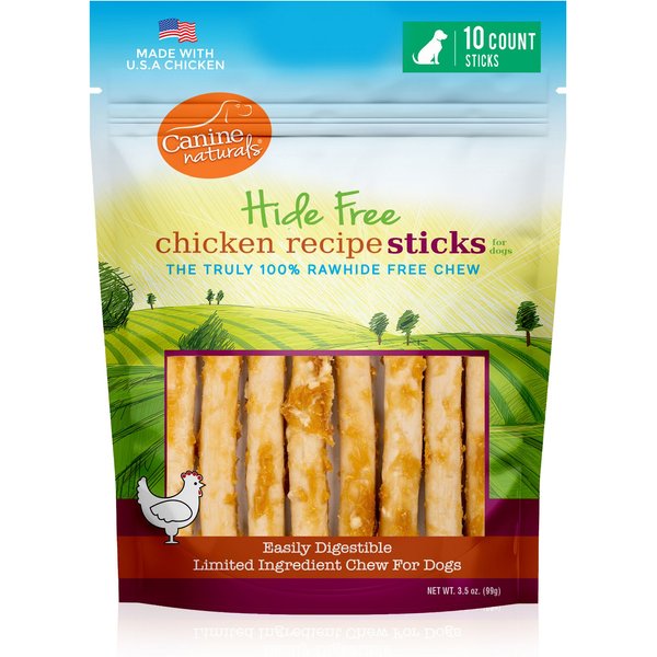 CANINE NATURALS Hide Free Chicken Recipe Sticks Dog Treats, 10 count ...