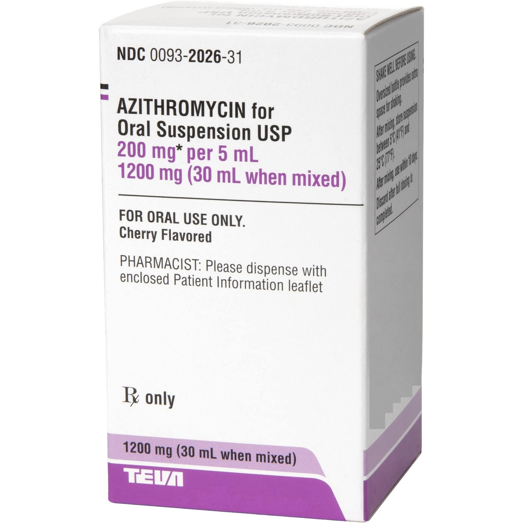 AZITHROMYCIN (Generic) Flavored for Oral Suspension, 200 mg/5 mL, 30-mL ...