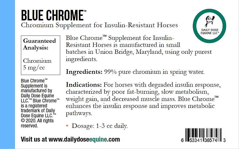 DAILY DOSE EQUINE Blue Chrome Insulin-Resistant Liquid Horse Supplement ...