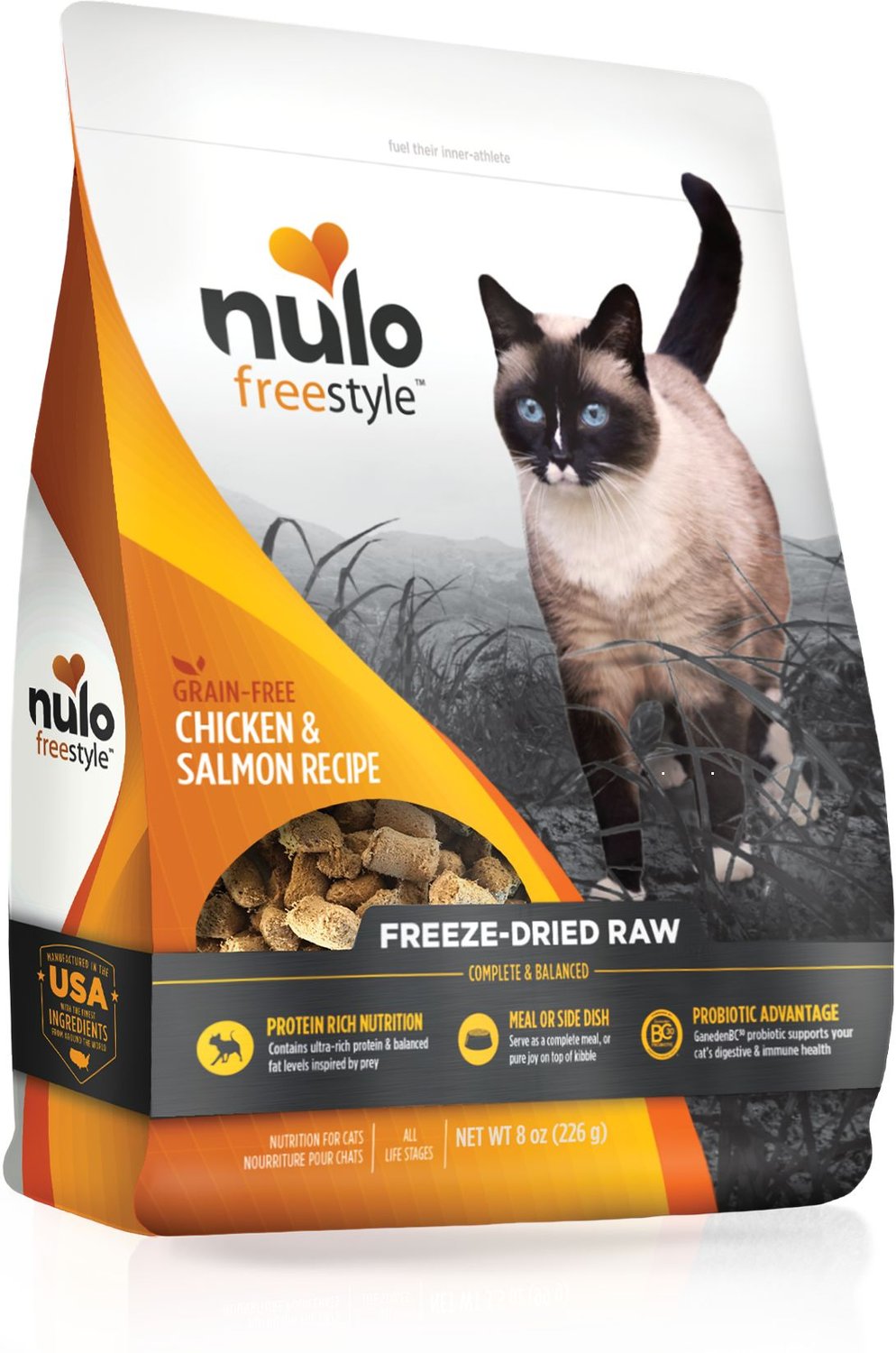 NULO FreeStyle Chicken & Salmon Recipe Freeze-Dried Raw Cat Food, 8-oz ...