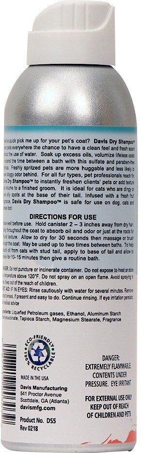 DAVIS Dry Dog & Cat Shampoo, 5-fl oz bottle - Chewy.com