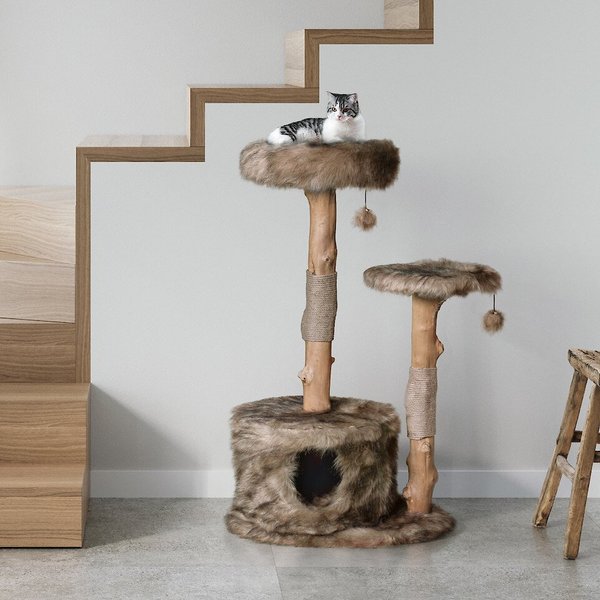 MAU Leone 50-in Modern Wooden Cat Tree & Condo, Brown - Chewy.com
