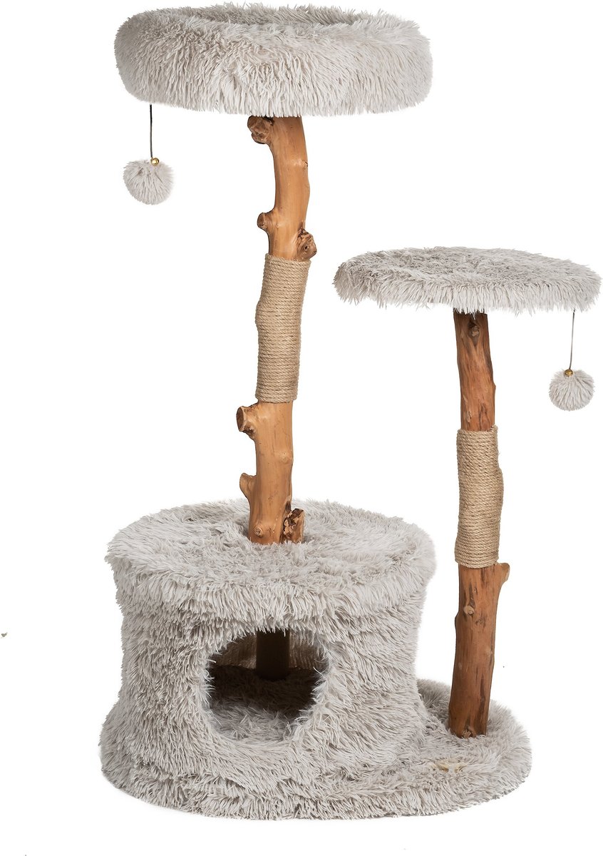 MAU Alba 43-in Modern Wooden Cat Tree & Condo, Gray - Chewy.com