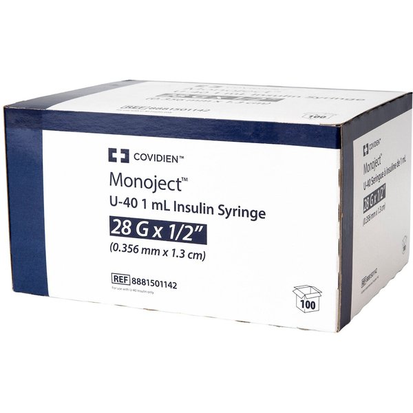 MONOJECT Insulin Syringes U-40 0.5-in x 28G, 1-cc, 100 syringes - Chewy.com