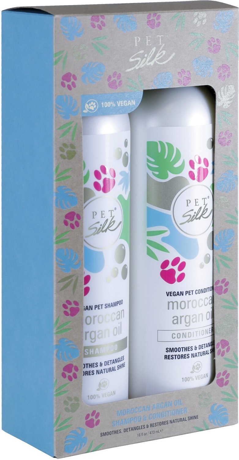 PET SILK Vegan Moroccan Argan Oil Dog & Cat Shampoo & Conditioner Kit ...