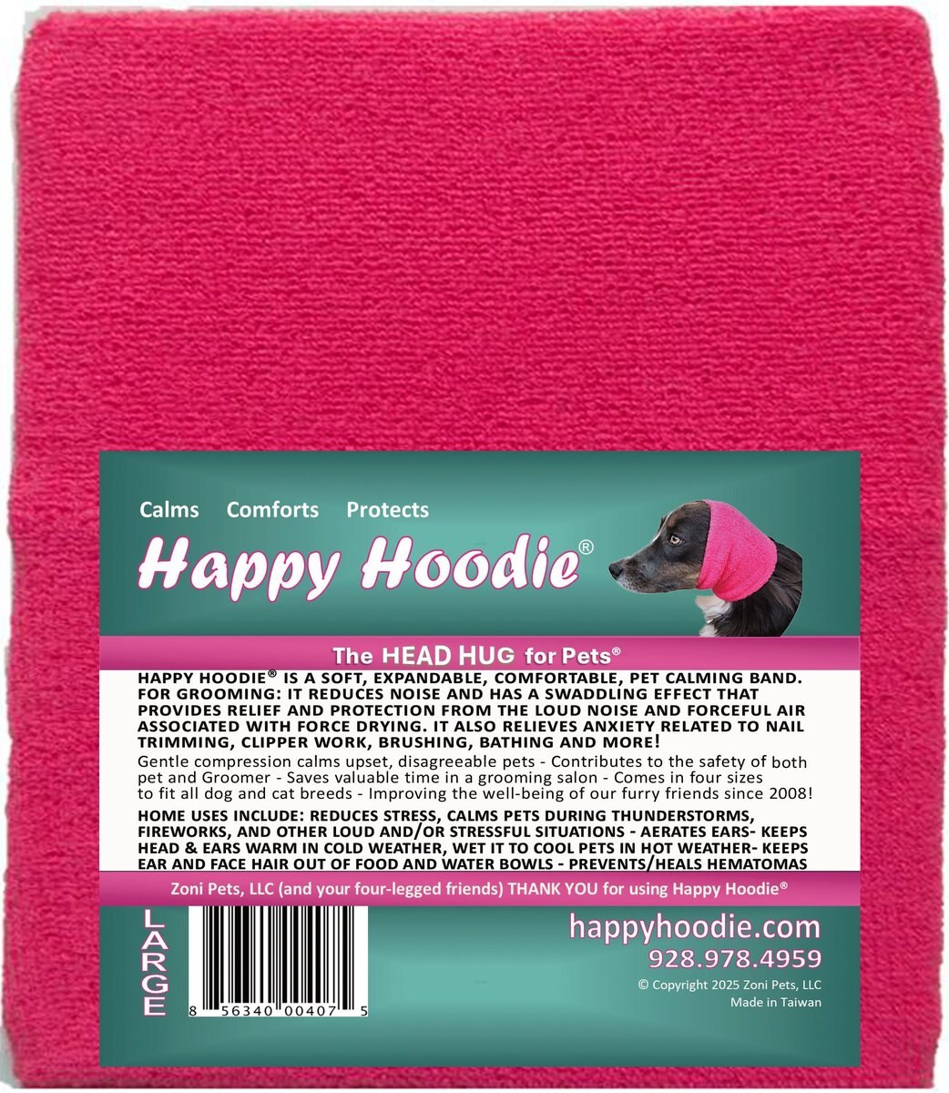 HAPPY HOODIE Calming Cap for Dogs, Pink, Large - Chewy.com