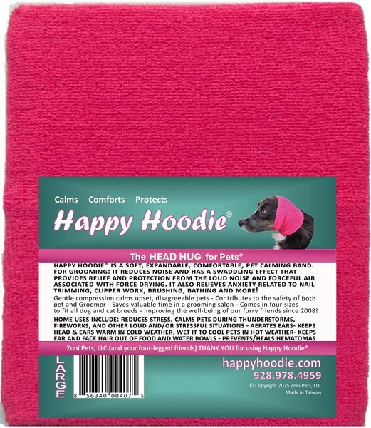 HAPPY HOODIE Calming Cap for Dogs, Pink, Large - Chewy.com