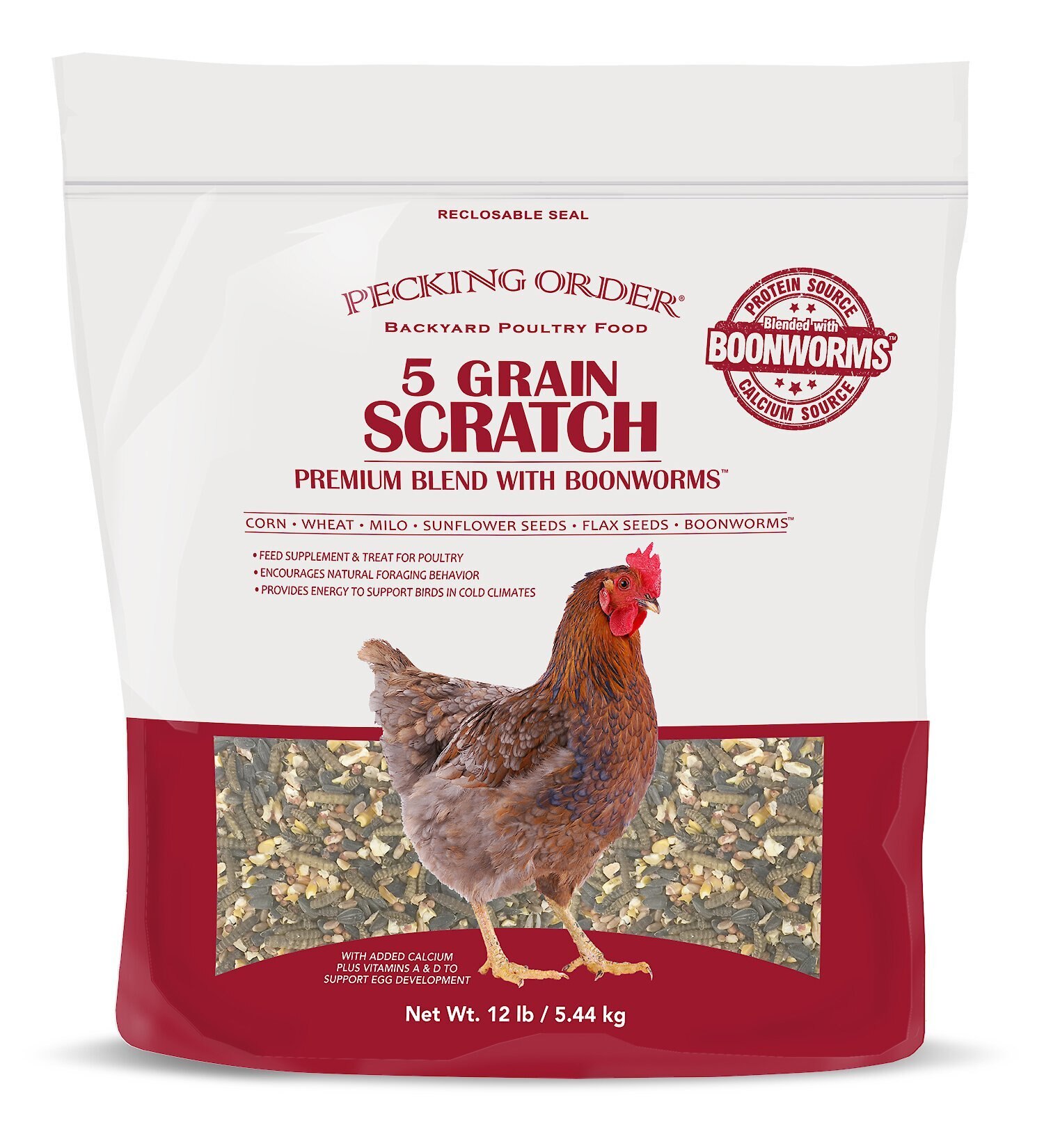 PECKING ORDER 5 Grain Scratch Premium Blend & Boonworms Chicken Feed ...