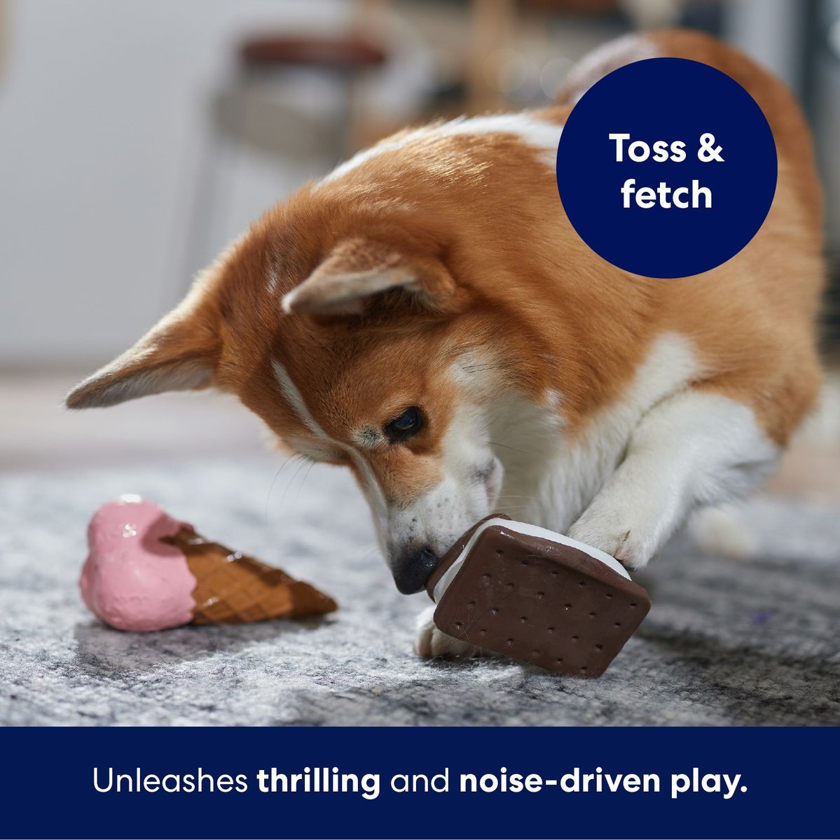 FRISCO Ice Cream Sandwich & Ice Cream Cone Latex Squeaky Dog Toy ...