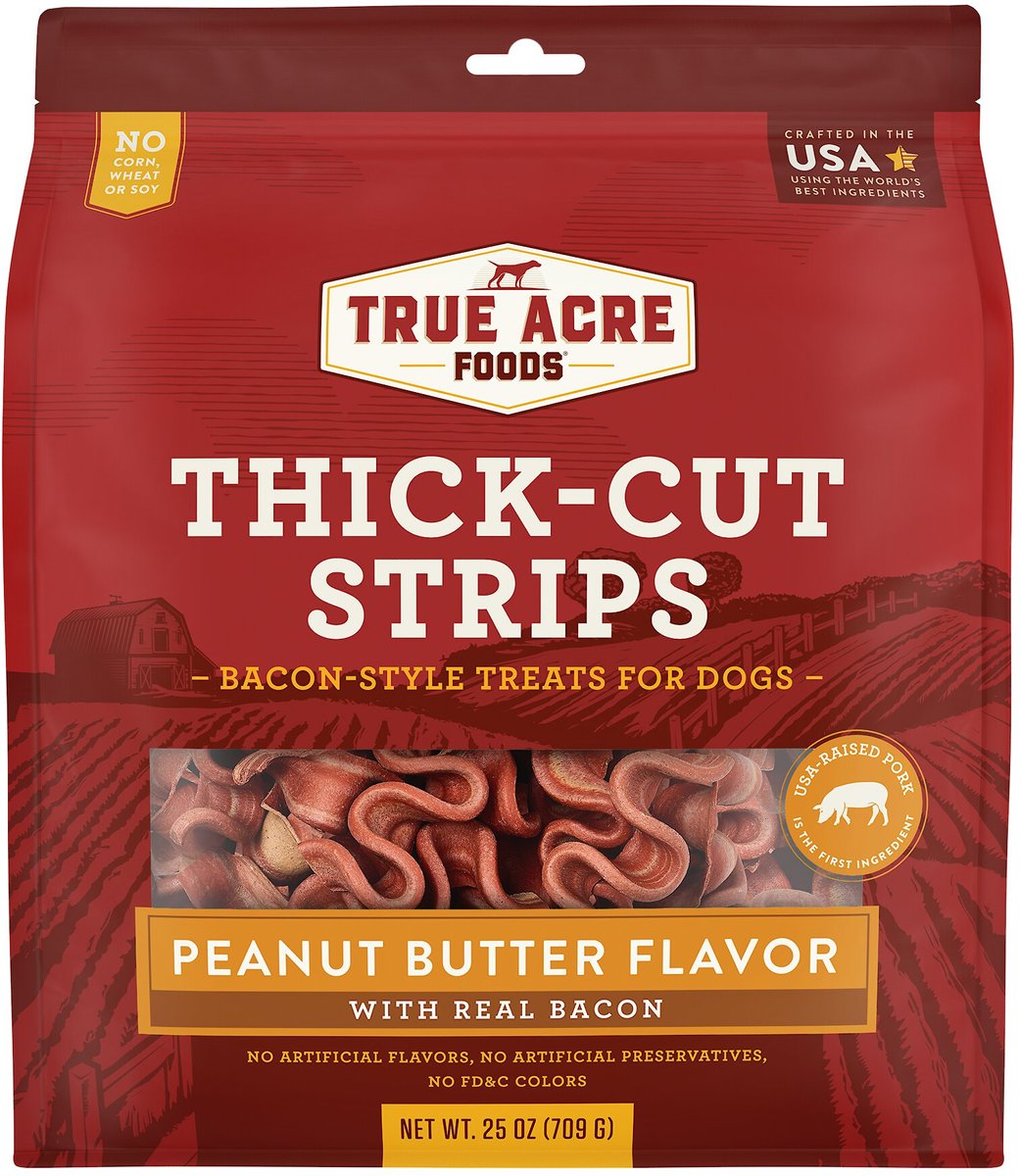 TRUE ACRE FOODS Thick Cut Strips with Real Bacon and Peanut Butter ...