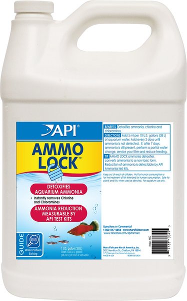 API Ammo-Lock Freshwater & Saltwater Aquarium Ammonia Detoxifier, 1-gal ...
