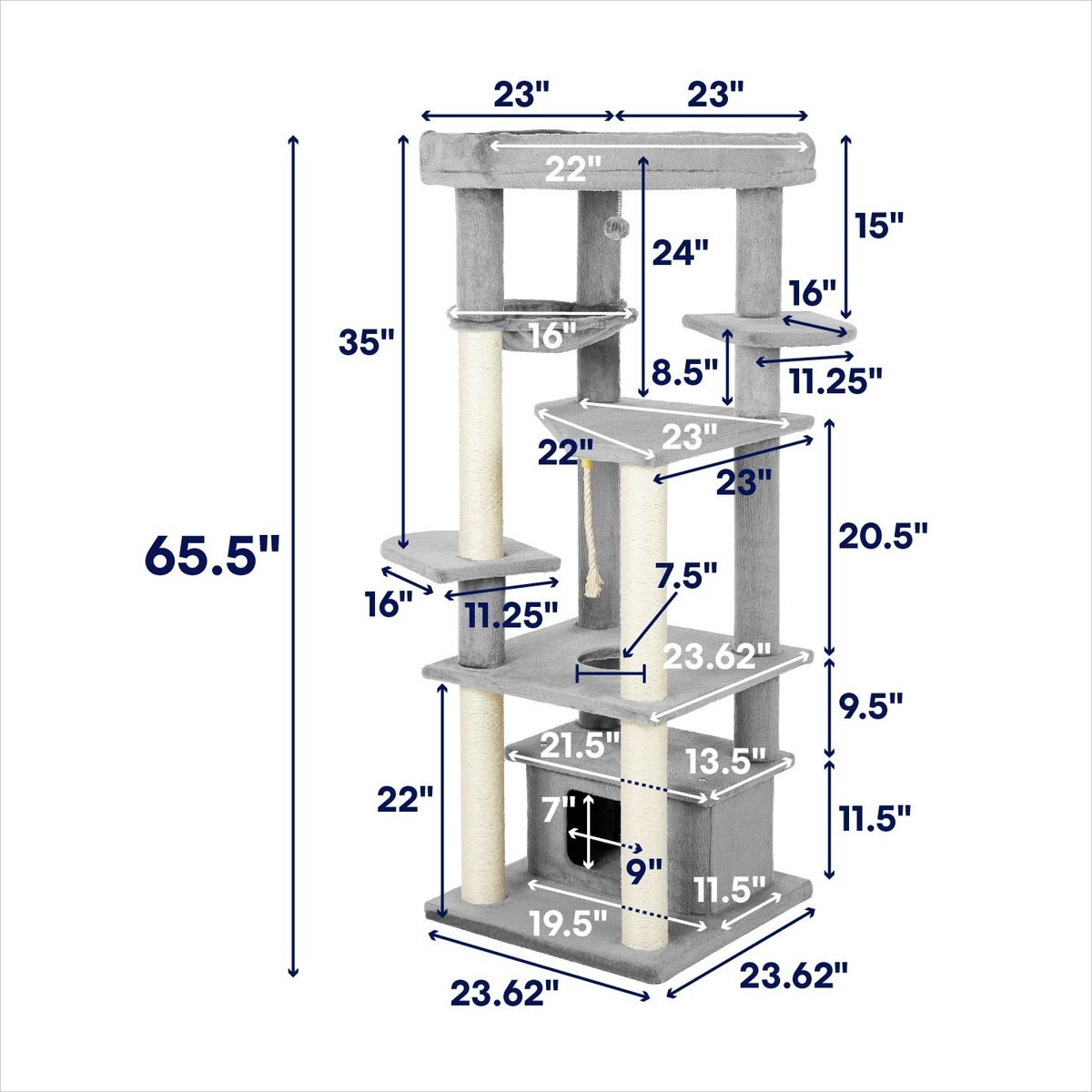 FRISCO 65-in XXL Heavy Duty Cat Tree, Gray - Chewy.com