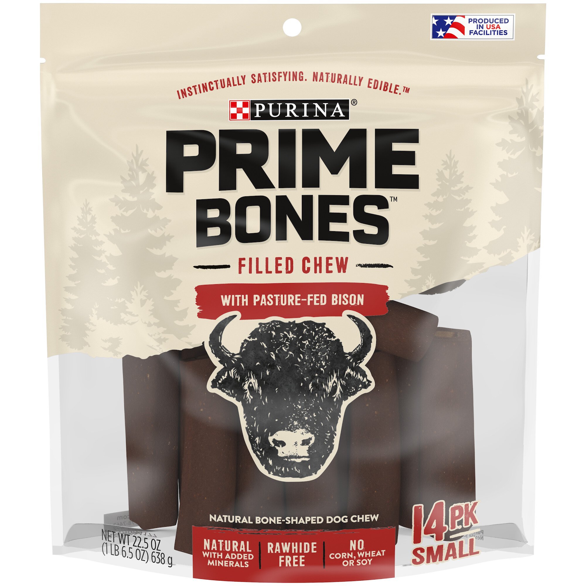 PRIME BONES Natural Filled Dog Chew Bone with Pasture-Fed Bison Dog ...