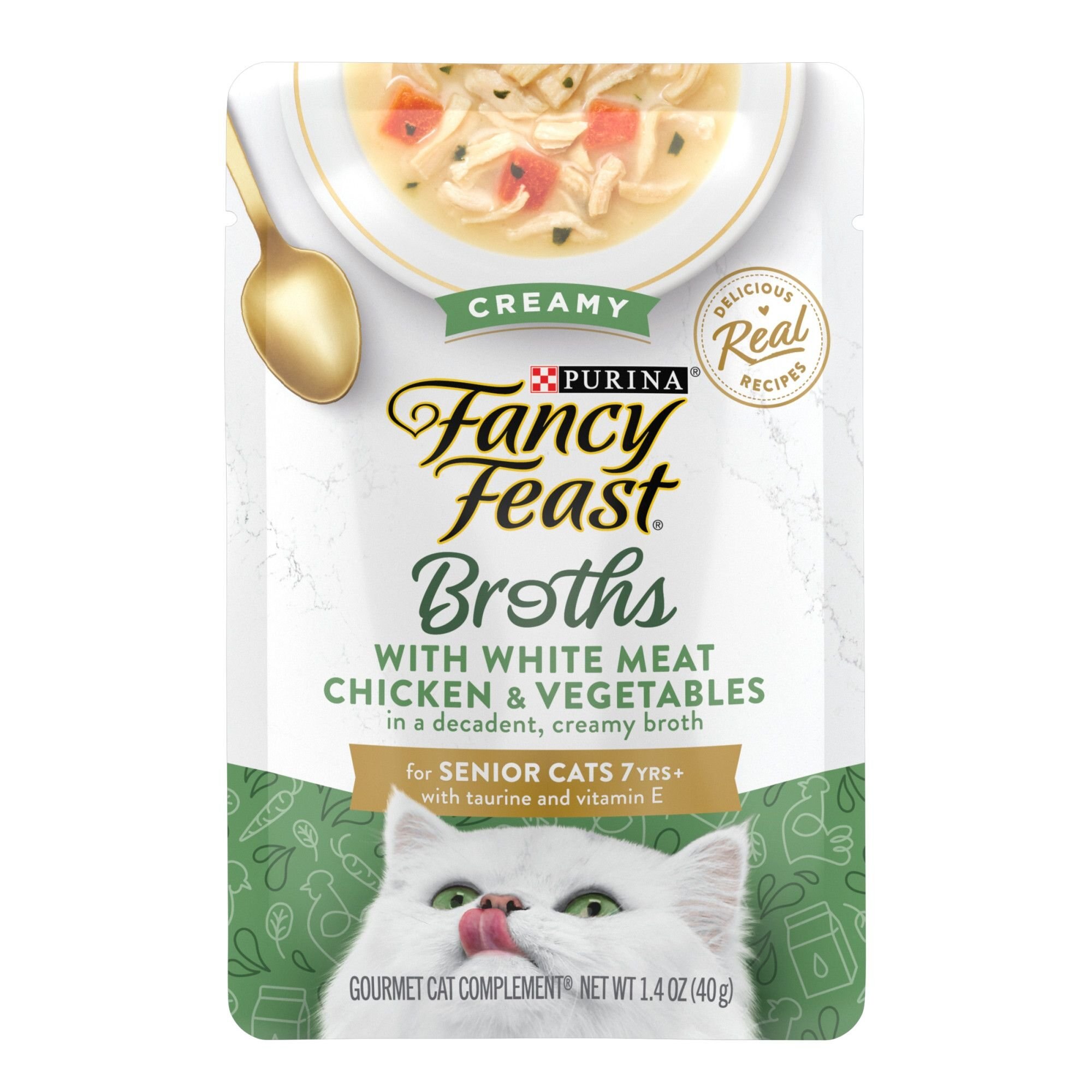 FANCY FEAST Senior Creamy with Chicken & Vegetables in Broth Cat Food ...