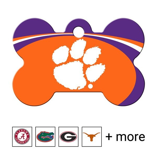 QUICK-TAG NCAA Bone Personalized Dog ID Tag, Large, Clemson Tigers ...