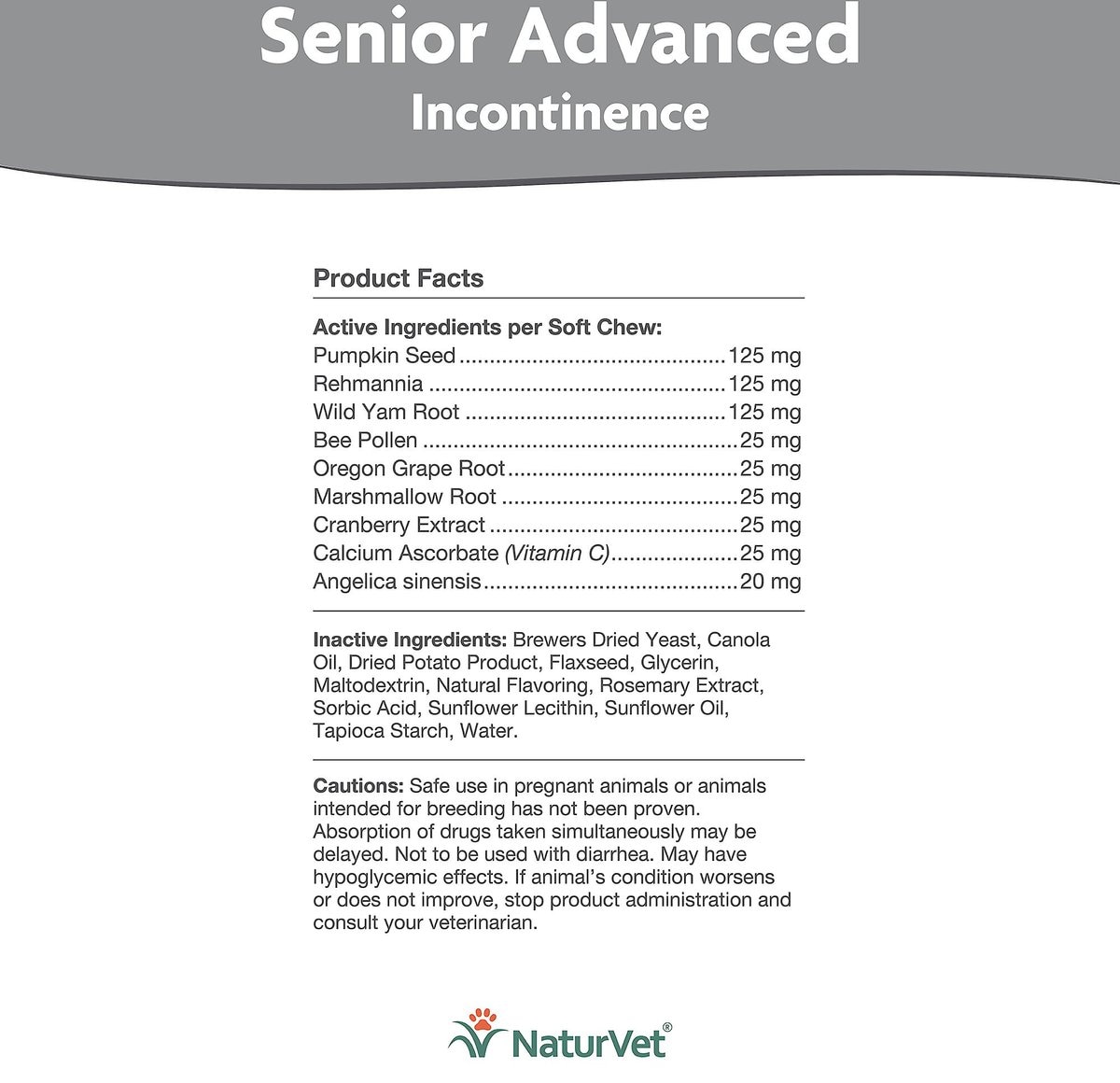 NATURVET Senior Advanced Incontinence with Non-GMO Ingredients Dog ...