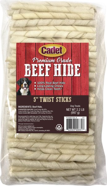 CADET Premium Grade Beef Hide Twist Sticks Dog Treat, 5-in, 34 count ...