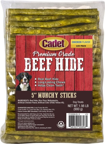 CADET Premium Grade Munchy Beef Hide Sticks Dog Treat, 5-in, 100 count ...