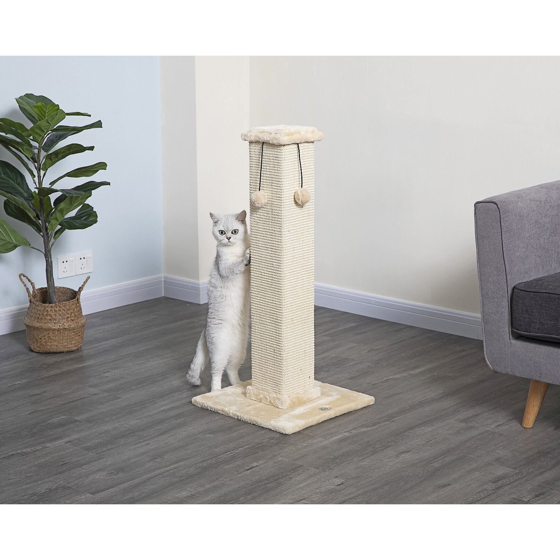 GO PET CLUB 35-in Cat Scratching Post, Beige - Chewy.com