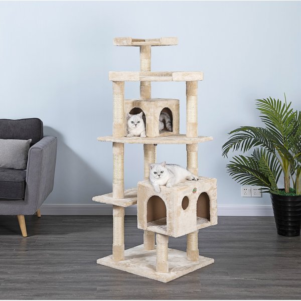 FRISCO 65-in XXL Heavy Duty Cat Tree, Cream - Chewy.com