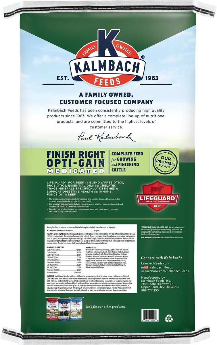KALMBACH FEEDS Finish Right Opti-Gain Growing & Finishing Cattle Feed ...