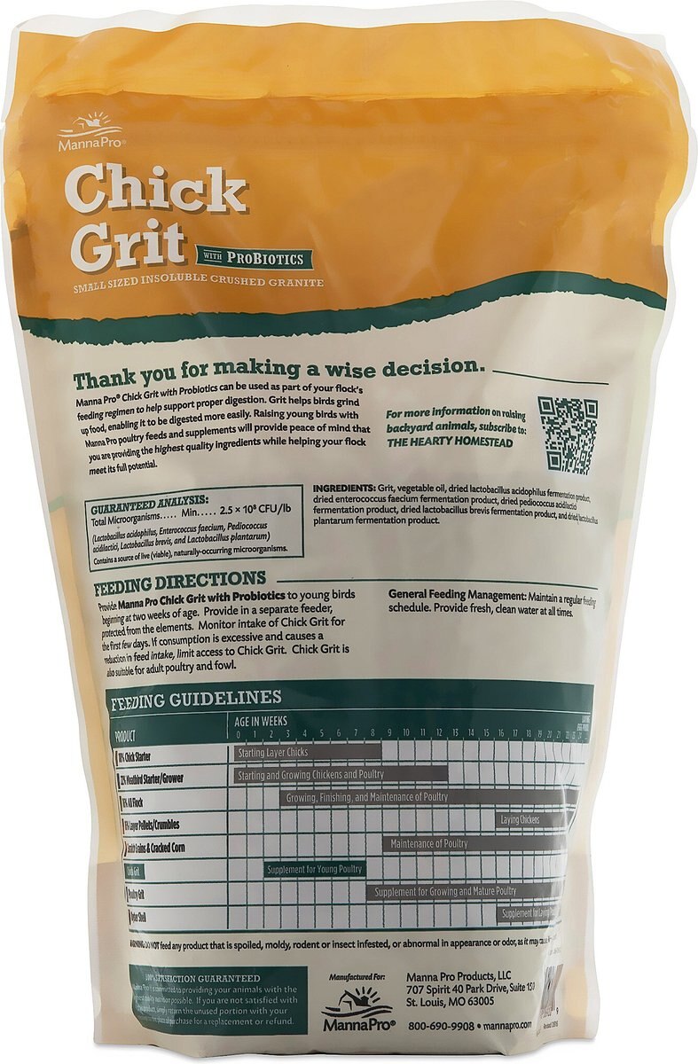 MANNA PRO Chick Grit with Probiotics Chicken Food, 5-lb bag - Chewy.com
