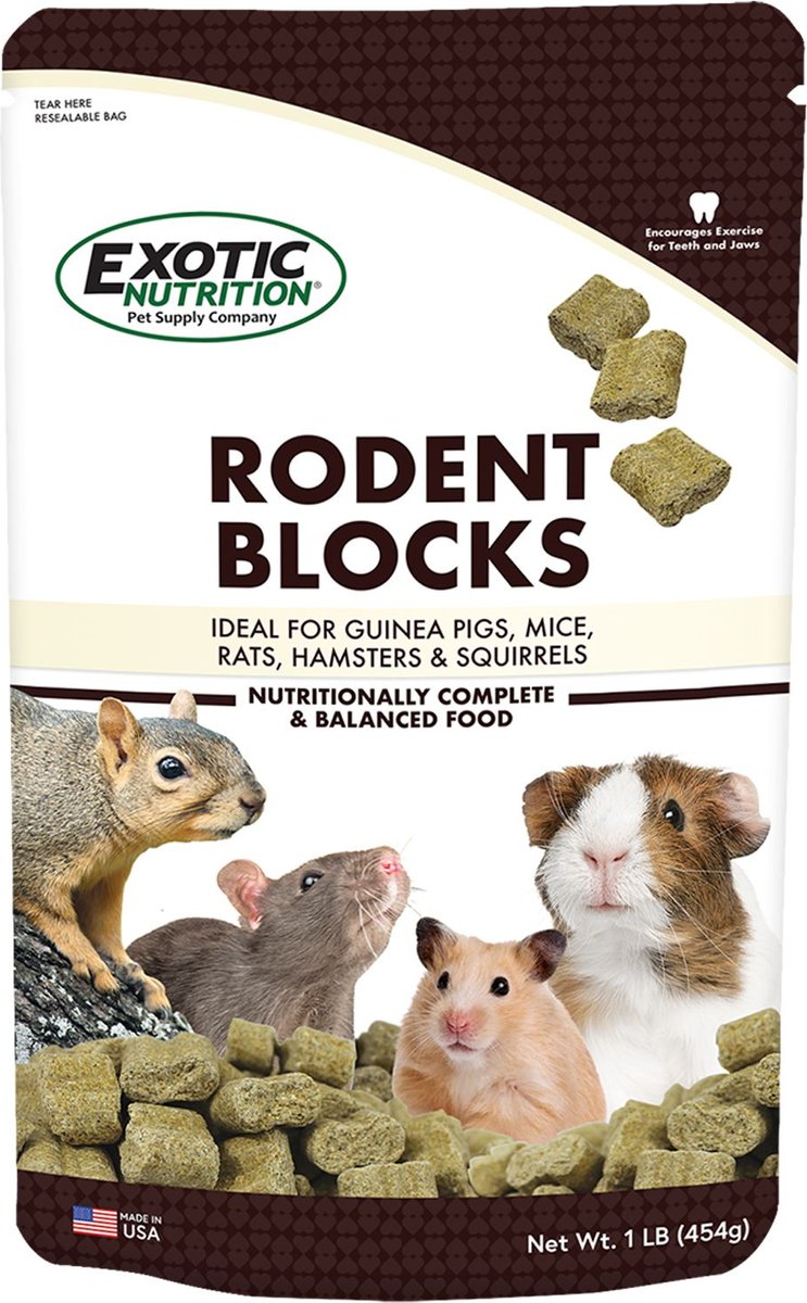 EXOTIC NUTRITION Rodent Blocks Small Animal Food, 1-lb bag - Chewy.com