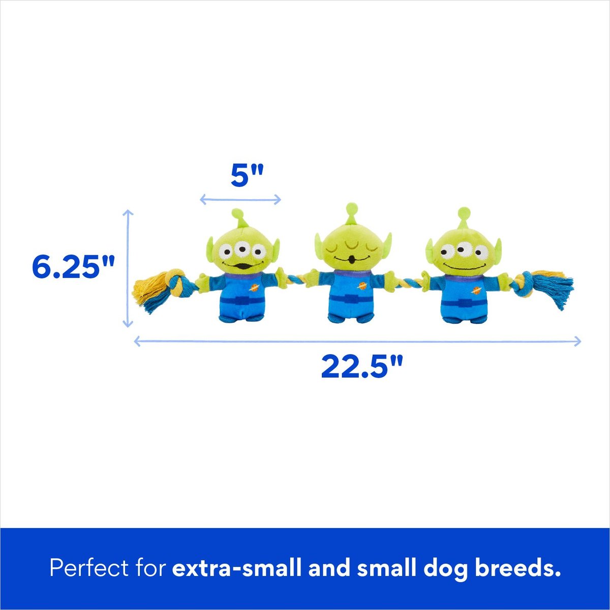 PIXAR Aliens Plush with Rope Squeaky Dog Toy - Chewy.com