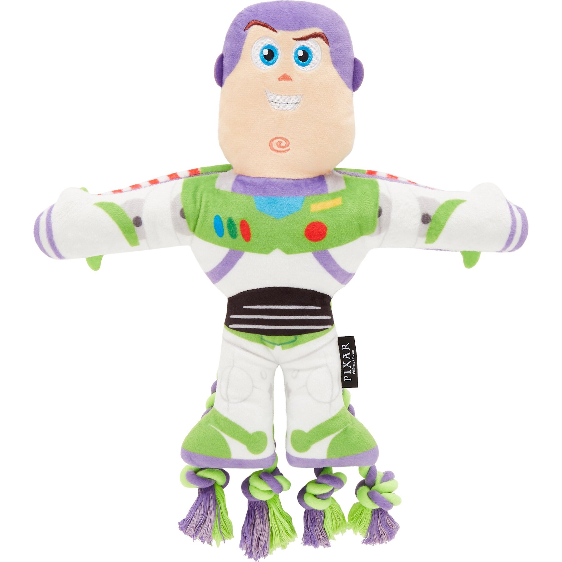 PIXAR Buzz Lightyear Plush with Rope Squeaky Dog Toy - Chewy.com