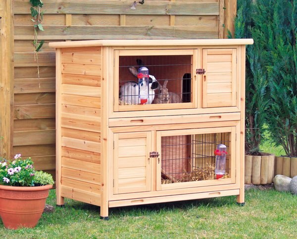Discontinued - TRIXIE Natura 2-Story Rabbit Hutch, Natural - Chewy.com