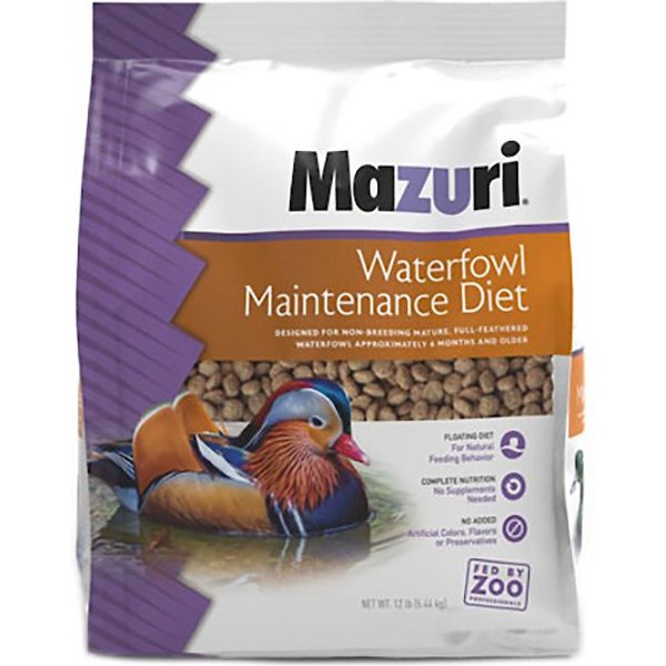 MAZURI Waterfowl Maintenance Pellet Dry Food Duck & Geese Feed, 12-lb ...
