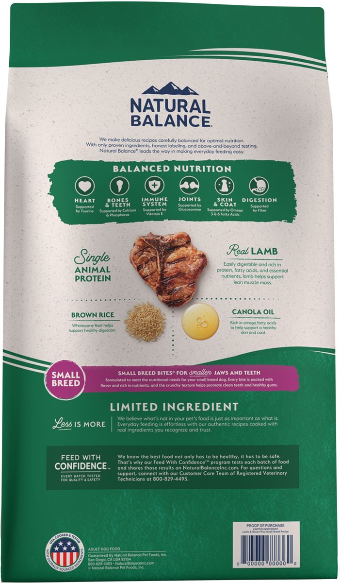 NATURAL BALANCE Limited Ingredient Lamb & Brown Rice Small Breed Bites ...
