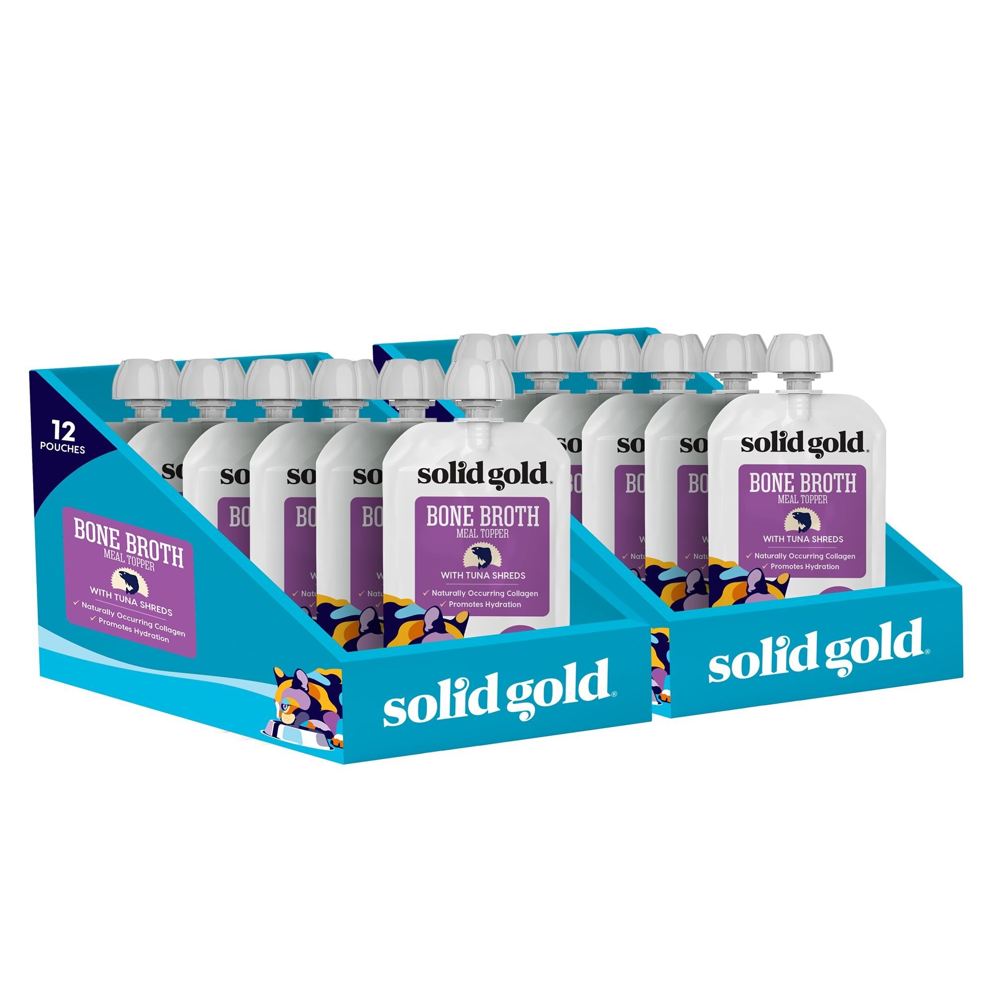 SOLID GOLD Bone Broth Tuna Shreds Grain-Free Wet Cat Food Topper, 3-oz ...