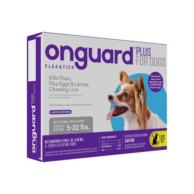 Onguard Flea & Tick Spot Treatment for Dogs, 5-22 lbs, 6 Doses (6-mos ...