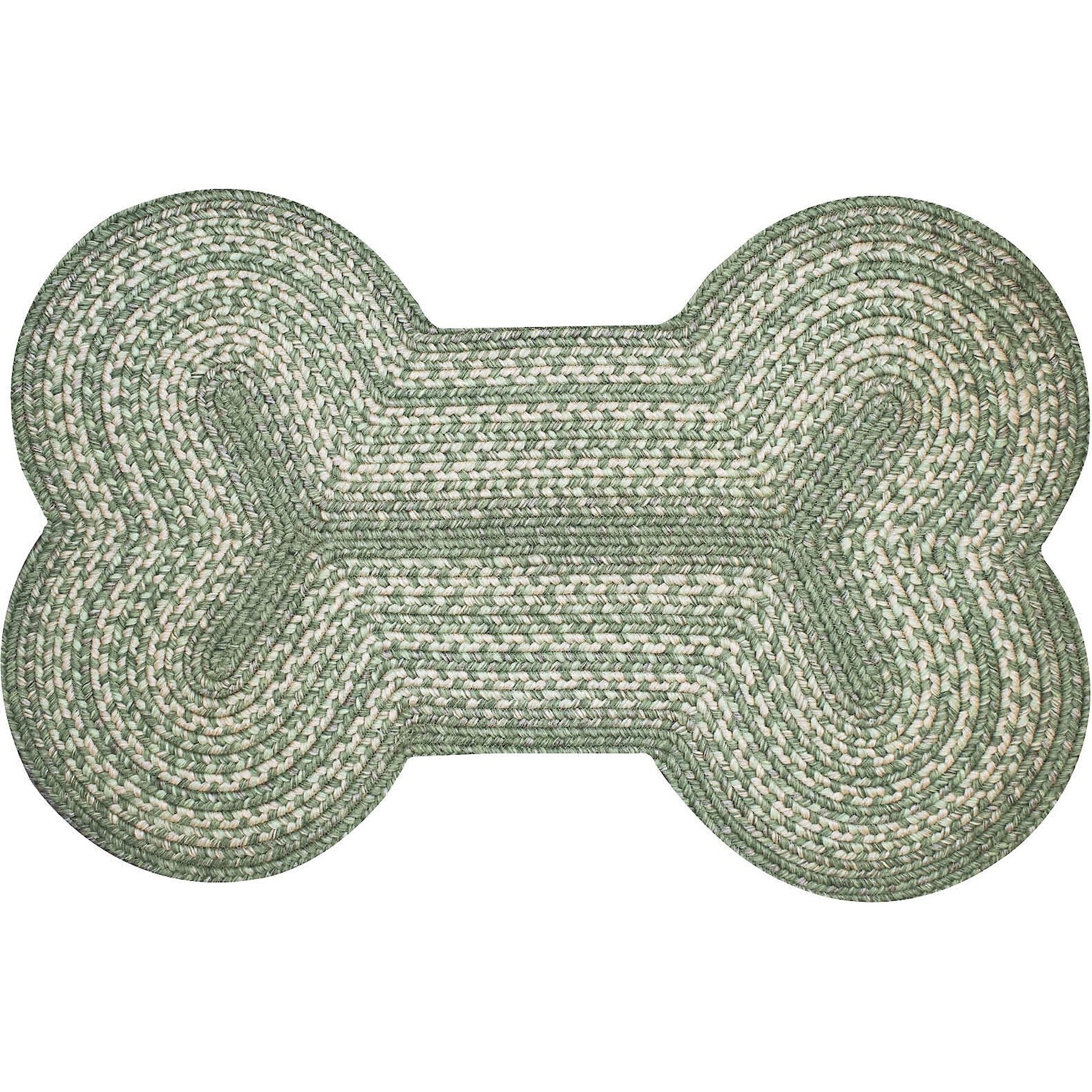 HOMESPICE Bone Shaped Ultra Durable Braided Dog & Cat Placemat, Green ...