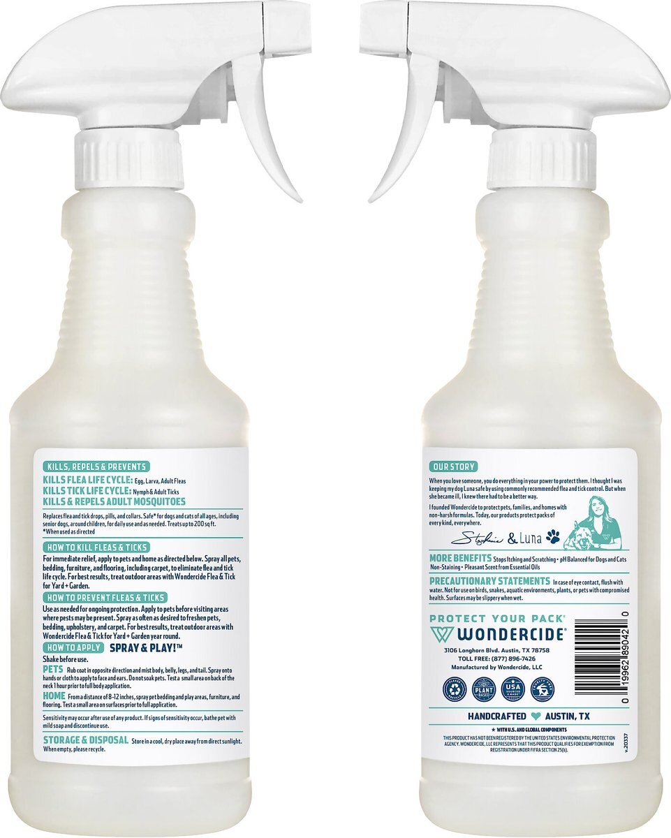 WONDERCIDE Natural Flea, Tick & Mosquito Spray for Dogs & Cats ...