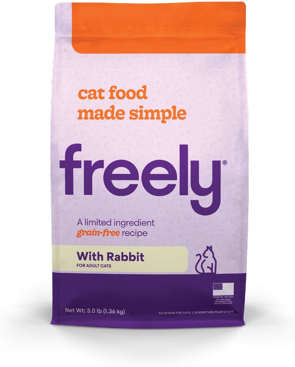 FREELY Rabbit Recipe Limited Ingredient Grain-Free Dry Cat Food, 3-lb ...