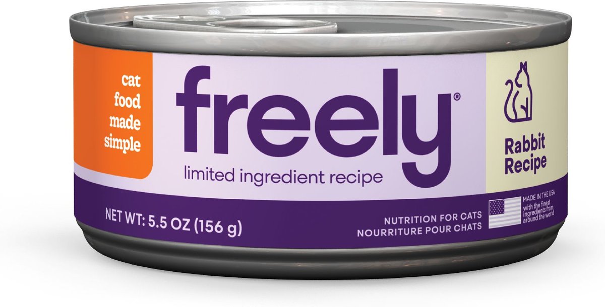 FREELY Rabbit Recipe Limited Ingredient Grain-Free Wet Cat Food, 5.5-oz ...