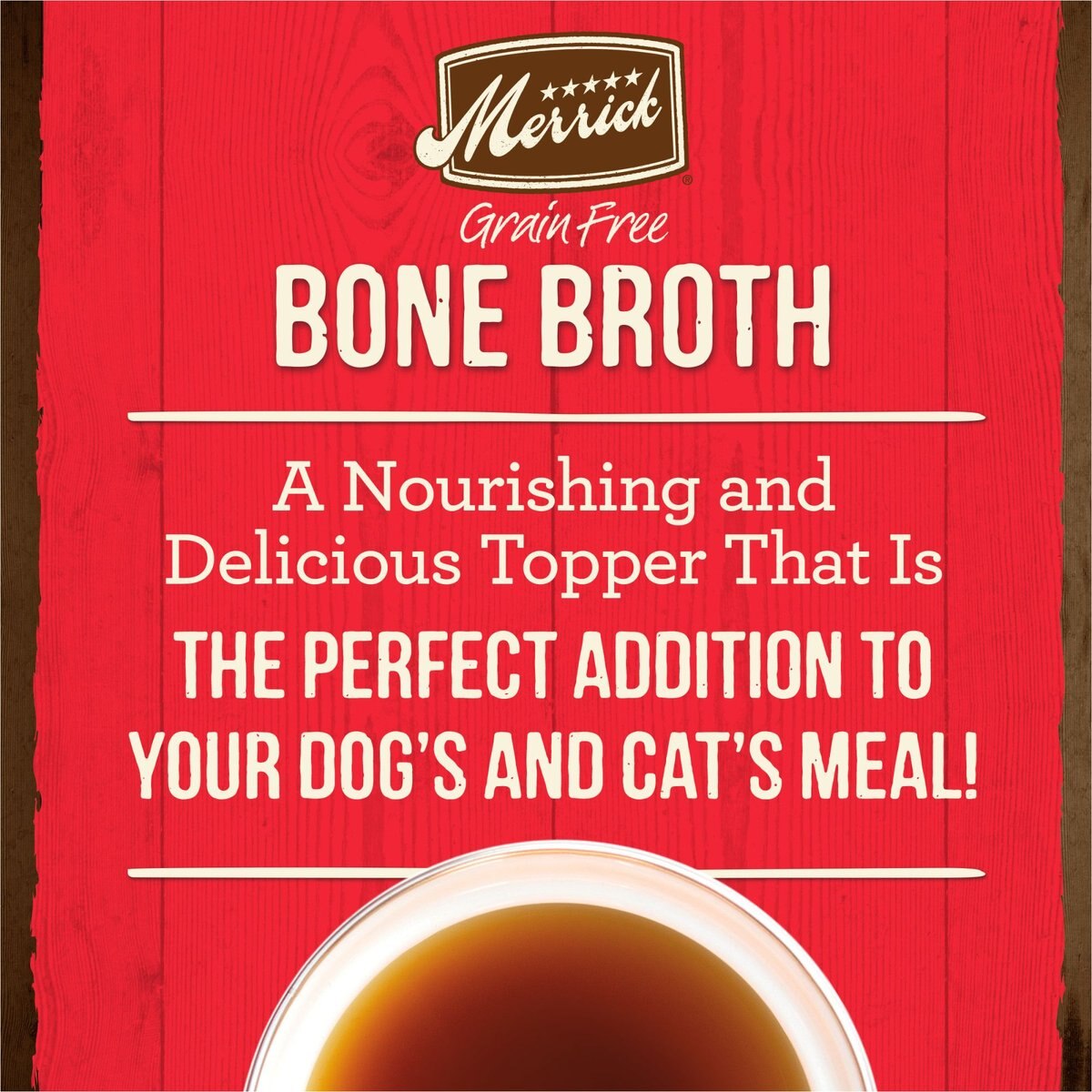 MERRICK Beef Bone Broth Grain-Free Wet Dog & Cat Food Topper, 7-oz ...