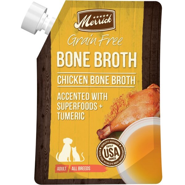 MERRICK Chicken Bone Broth Grain-Free Wet Dog Food Topper, 16-oz pouch ...