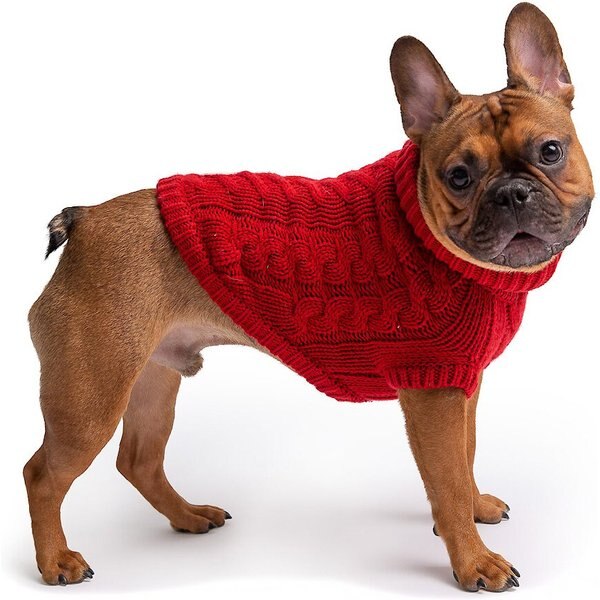 PET LIFE Swivel-Swirl Heavy Cable Knitted Dog Sweater, Red, Large ...